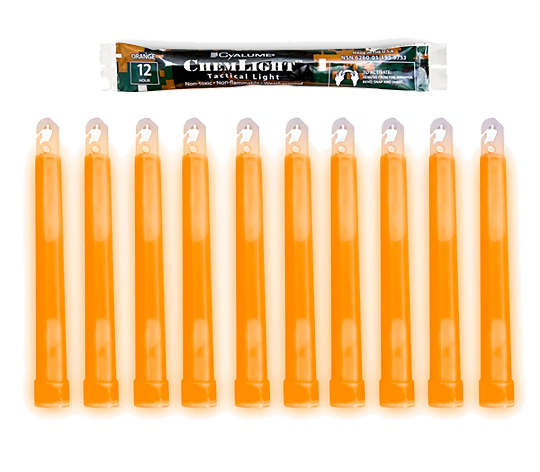 10 TEN 12 Hour 6 Military ChemLight 15cm Orange lightstick Cyalume Branded